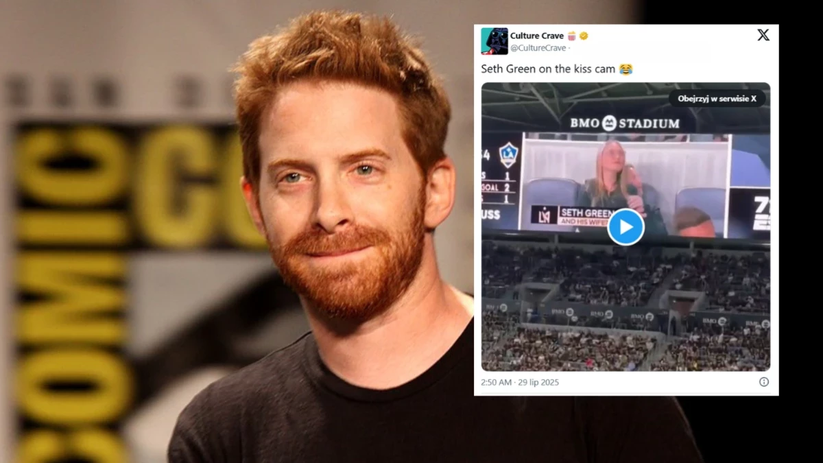 Seth Green i jego żona na kiss cam. Udawali kochanków z koncertu Coldplay