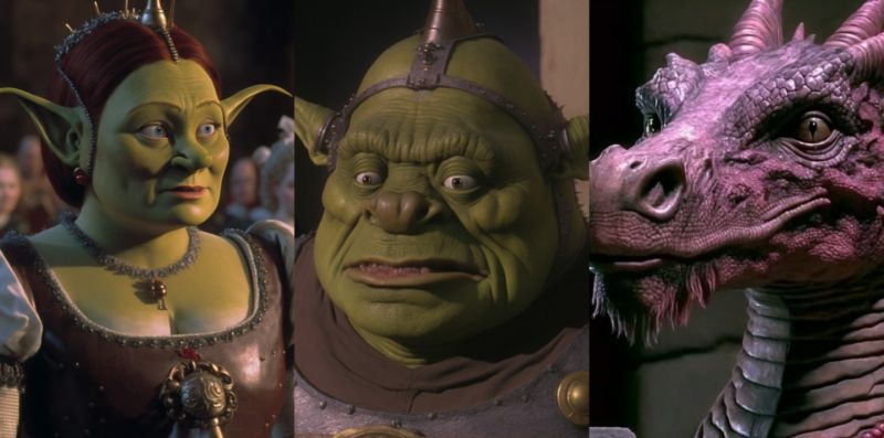 Shrek jako film fantasy z lat 80. Ciastek przeraża, ale Kot w butach ...