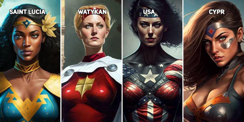 Wszystkie państwa świata jako superbohaterki wg AI. Polska to zjawisko; prace pełne kobiecej ...
